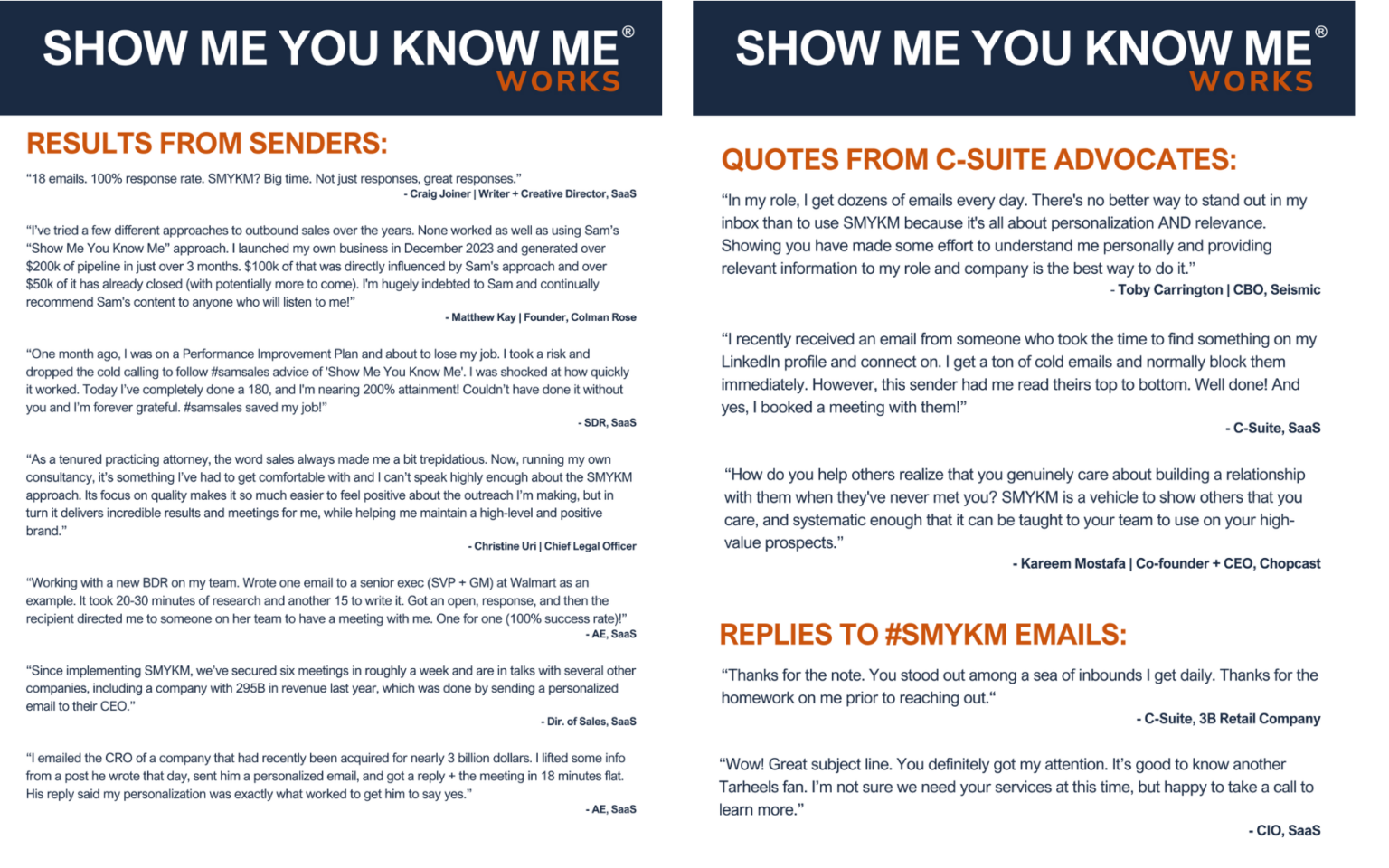 Show Me You Know Me® • #samsales Consulting